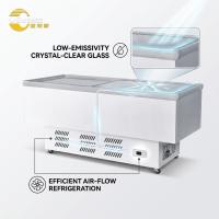 China Single Temperature Flat Top Display Freezer Double Door Sliding Chest Freezer for sale