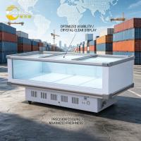 China Horizontal Island Fridge Freezer Double Door Ice Cream Cake Display Freezer 200L - 710L for sale