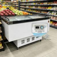 China Horizontal Island Fridge Freezer Double Door Ice Cream Cake Display Freezer 200L - 710L for sale