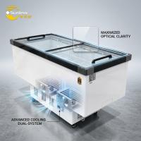 China Horizontal Island Fridge Freezer Double Door Ice Cream Cake Display Freezer 200L - 710L for sale
