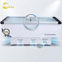 China Glass Door Frozen Display Freezer LED Light Commercial Ice Cream Cooler Direct Cooling for sale