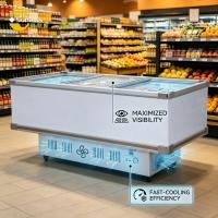 China Horizontal Island Fridge Freezer Double Door Ice Cream Cake Display Freezer 200L - 710L for sale