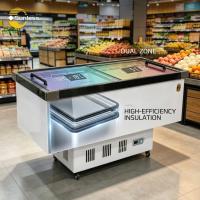 China 2500mm Supermarket Refrigeration Cabinets 200L - 710L Glass Chest Freezer Sliding Door for sale
