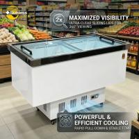China Single Temperature Flat Top Display Freezer Horizontal Glass Door Chest Freezer for sale