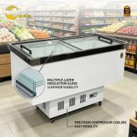 China 2 Meter Flat Top Display Freezer CE Certified Sliding Door Deep Freezer Double Door for sale