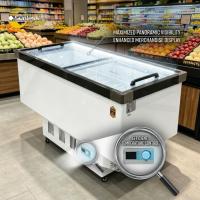 China 2 Meter Flat Top Display Freezer CE Certified Sliding Door Deep Freezer Double Door for sale