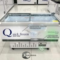 China Single Temperature Flat Top Display Freezer Horizontal Glass Door Chest Freezer for sale