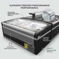 China Manual Defrost Island Freezer 700L Supermarket Refrigeration Equipment 340W With Glass Door for sale