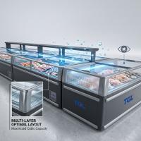 China Frozen Food Commercial Island Chiller 1000L Supermarket Island Freezer 560W for sale