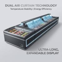 China Manual Defrost Island Freezer 700L Supermarket Refrigeration Equipment 340W With Glass Door for sale