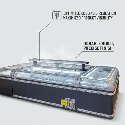 China Frozen Food Commercial Island Chiller 1000L Supermarket Island Freezer 560W for sale