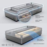 China Commercial Chest Freezer Glass Top Island Display Cabinet Combination Island Freezer for sale