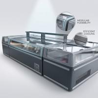 China Manual Defrost Island Freezer 700L Supermarket Refrigeration Equipment 340W With Glass Door for sale