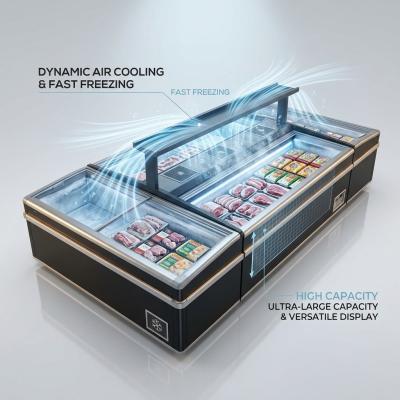 China Supermarket Combined Island Freezer Fresh Refrigeration Island Refrigerator Frost Free for sale