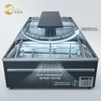 China Double Doors Combined Island Freezer Direct Cooling Commercial Display Freezer 600L - 1000L for sale