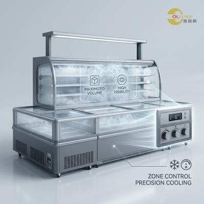 China Supermarket Fridge Island Freezer Sliding Glass Lid Combined Island Display Refrigerator for sale