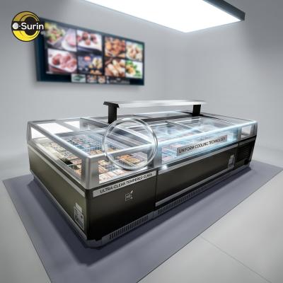 China Static Combined Deep Single Island Display Cabinet Refrigerator for Supermarket for sale
