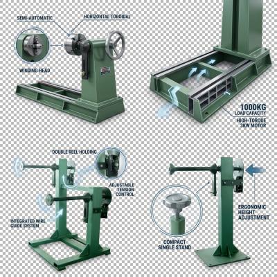 China Semi Automatic Horizontal Toroidal Transformer Coil Winding Machine 1000kg 0-200rpm 3KW for sale
