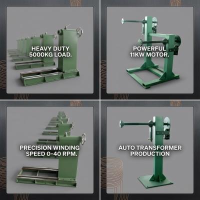 China Heavy Duty Horizontal Auto Transformer Coil Winding Machine 5000kg 0-40rpm 11KW for sale