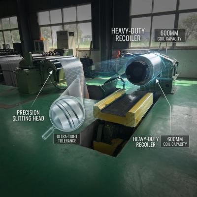 China Transformer Silicon Steel Slitting Machine Hydraulic Recoiler 600mm Core Slitting Line for sale