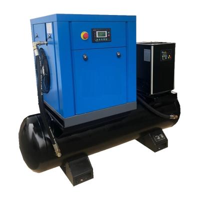 China compact screw air compressor with air dryer on receiver tank for sale