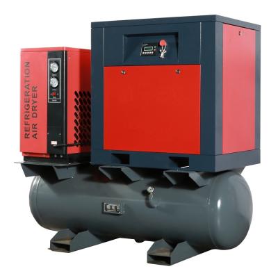 China RMD 7.5KW oil variable frequency drive air screw air compressor with air dryer and 300L tank for sale