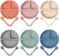 China Oilproof Childrens Silicone Suction Plate Set Microwaveable Reusable for sale