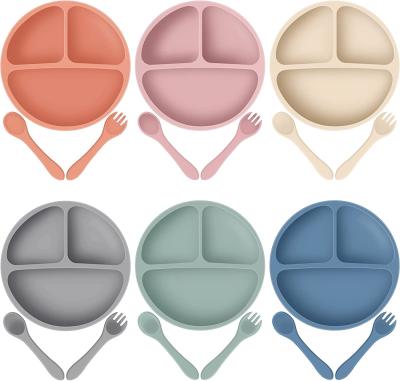 China Oilproof Childrens Silicone Suction Plate Set Microwaveable Reusable for sale