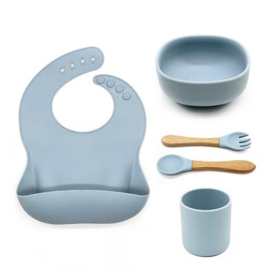 China Portable Multicolor Silicone Dinnerware Set Bib And Bowl BPA Free for sale