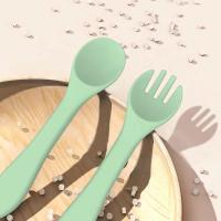China Baby Nontoxic Silicone Kitchen Product Fork And Spoon Practical for sale