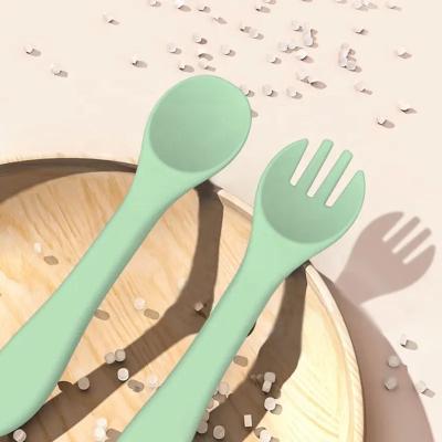 China Baby Nontoxic Silicone Kitchen Product Fork And Spoon Practical for sale