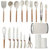 China 19Pcs Kitchen Utensil Set Easy to Clean Wooden Kitchen Utensils, Cooking Utensils for Nonstick Cookware Kitchen Gadgets for sale