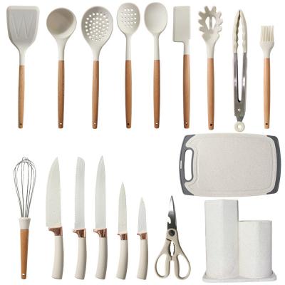 China 19Pcs Kitchen Utensil Set Easy to Clean Wooden Kitchen Utensils, Cooking Utensils for Nonstick Cookware Kitchen Gadgets for sale
