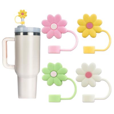 China Silicone Flower Straw Toppers Reusable Covers And Caps For 9-10mm Straws Fits Stanley 30 & 40oz Stambler Stanley Cap Lid for sale