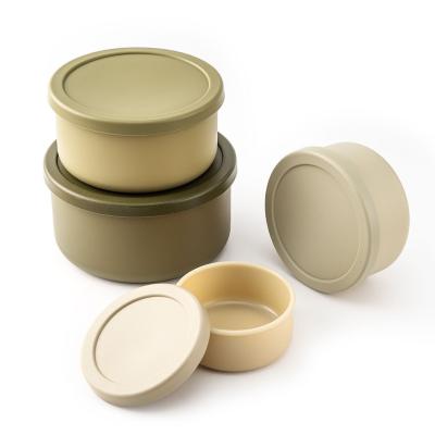 China Kids Silicone Food Storage Containers BPA Free Leakproof Airtight Tag Bento Lunch Box for sale