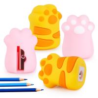 China Cat Paw Pencil Sharpener Manual Gift Mini Silicone Stationery For Kids Kawaii School Office Supplies for sale