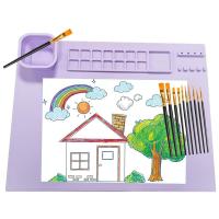 China Palette Squares Silicone Craft Mat with Cup , Silicone Painting Mat for Crafts / Liquid for sale