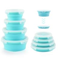China Collapsible Bowls For Camping Set Of 4 Silicone Food Storage Containers With Lids Silicone Lunch Box BPA Free Oven Safe for sale