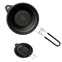China BPA Free Silicone Collapsible Colander With Handle New Kitchen Essentials Strainer Drainer Perfect For Draining Fruit for sale