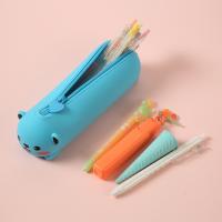 China Cute Animal Silicone Pencil Case Organizer Storage Bag Waterproof Cosmetic Zipper Pouch for sale