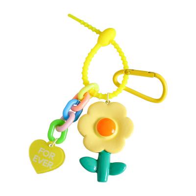 China Flower Cartoon Silicone Pendant Keychain Charms Pendan Key Ring for Purse Handbag for sale