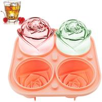 China Rose Ice Cube Mold,Bongpuda Silicone Ice Cube Tray,4 Cavity Silicone Rose Ice Ball Maker,Easy Release,For Chilling Cocktails, Whiskey, Bourbon And Juice Drinks for sale