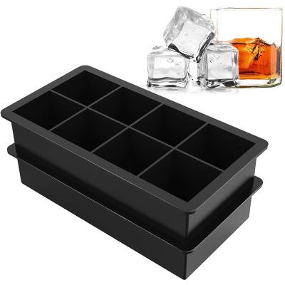 China Ice Cube Trays – Large Silicone Ice Cube Mold For Freezer – Makes 8 Giant Whiskey Ice Cubes, Square Silicone Molds (2 Pack) for sale