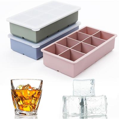 China Easy To Clean Pink Silicone Ice Cube Trays Leak Proof Lid BPA Free Large Size Ideal for Cocktails Whiskey Baby Food for sale