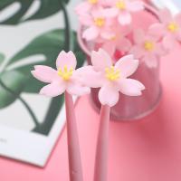 China 12pcs Cute Pink Flower Gel Ink Pens Writing Pens 0.5 Mm Black Ink Fun Kawaii Pens Bulk For Kids Office School Supplies for sale