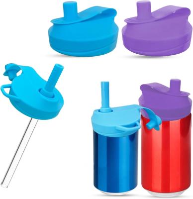 China 4 Pack Silicone Soda Can Lids With Straw, Soda Can Covers With Silicone Straw BPA-Free Reusable For Fits Standard For Canned Beverage, Beer, Juice,Seltzer for sale