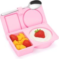 China Silicone Reusable Snack Containers With Lids, 3 Pack Double/2 Compartment Snackle Box Container For Salad Sauce, Condiment Containers With Lids For Portion Control, Travel, Picnic for sale