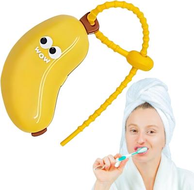 China Banana-Shaped Toothbrush Cover And Silicone Toothpaste Travel Container Set – Cute Portable Travel Toothbrush Holder + Leak-Proof Toothpaste Tube Case – Reusable Silicone Dental Kit For Kids & Adults for sale