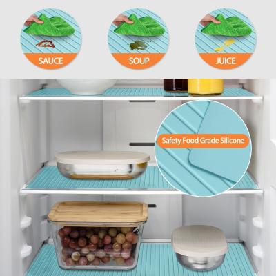 China Reusable Silicone Refrigerator Liners Washable, Non-Slip Fridge Shelf Mats For Kitchen Organization, Waterproof & Oilproof Shelf Protectors For Cabinets, Drawers And Glass Shelves for sale