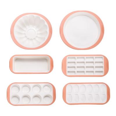 China 6-Piece Stackable Silicone Baking Pan Set - Temperature Resistant (-40°F to 446°F) Non-Stick Bakeware with Metal Reinforced Frame for sale